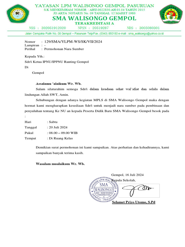surat permohonan IPNU IPPNU | PDF surat permohonan IPNU IPPNU | PDF