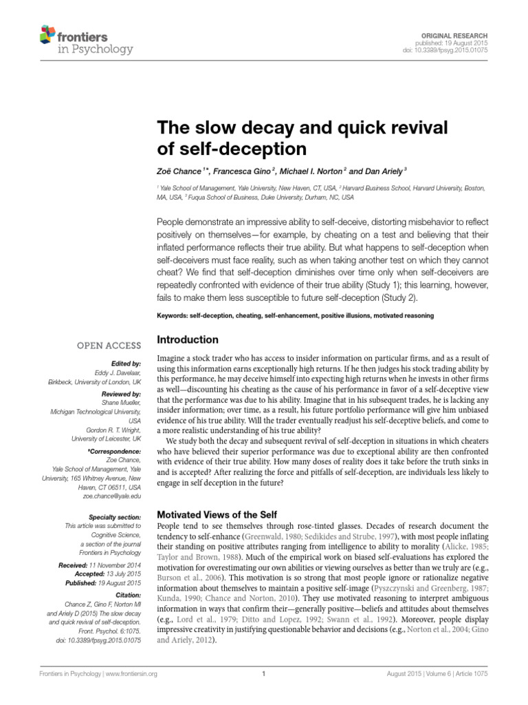 Self-Deception: Decay and Revival Insights | PDF | Deception ...