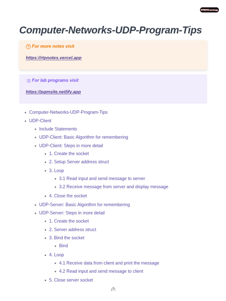 Computer Networks Udp Program Tips Pdf Network Socket Port Computer Networking 4555
