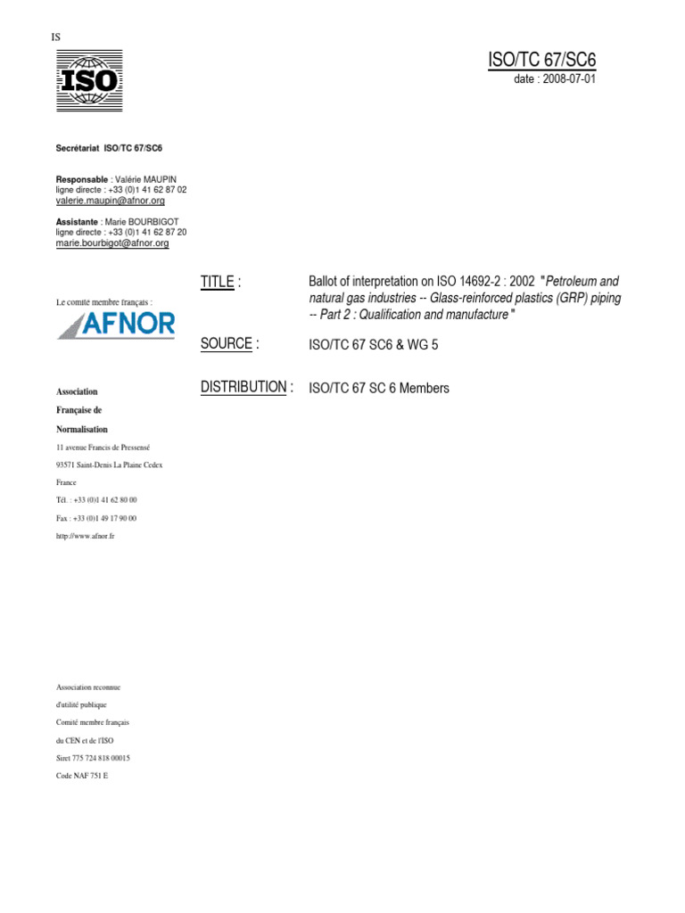 ISO letter | Download Free PDF | International Organization For ...