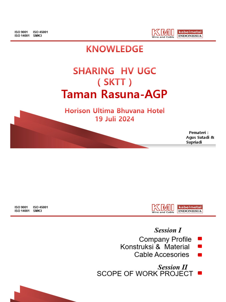 Materi Presentasi SK SKTT Taman Rasuna -AGP | Download Free PDF | Insulator (Electricity) | Wire