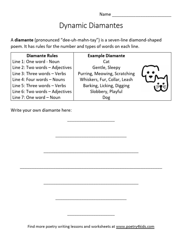 Create Your Own Diamante Poem | PDF