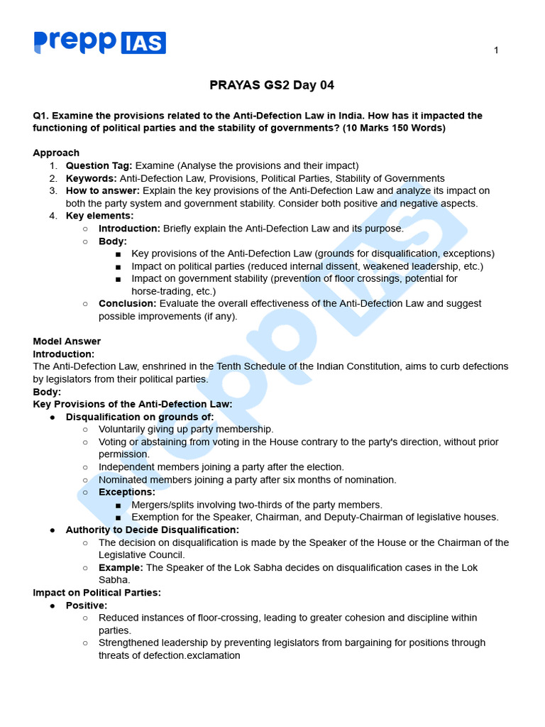 PRAYAS GS2 Day 04 Model Answers | PDF | Justice | Crime & Violence