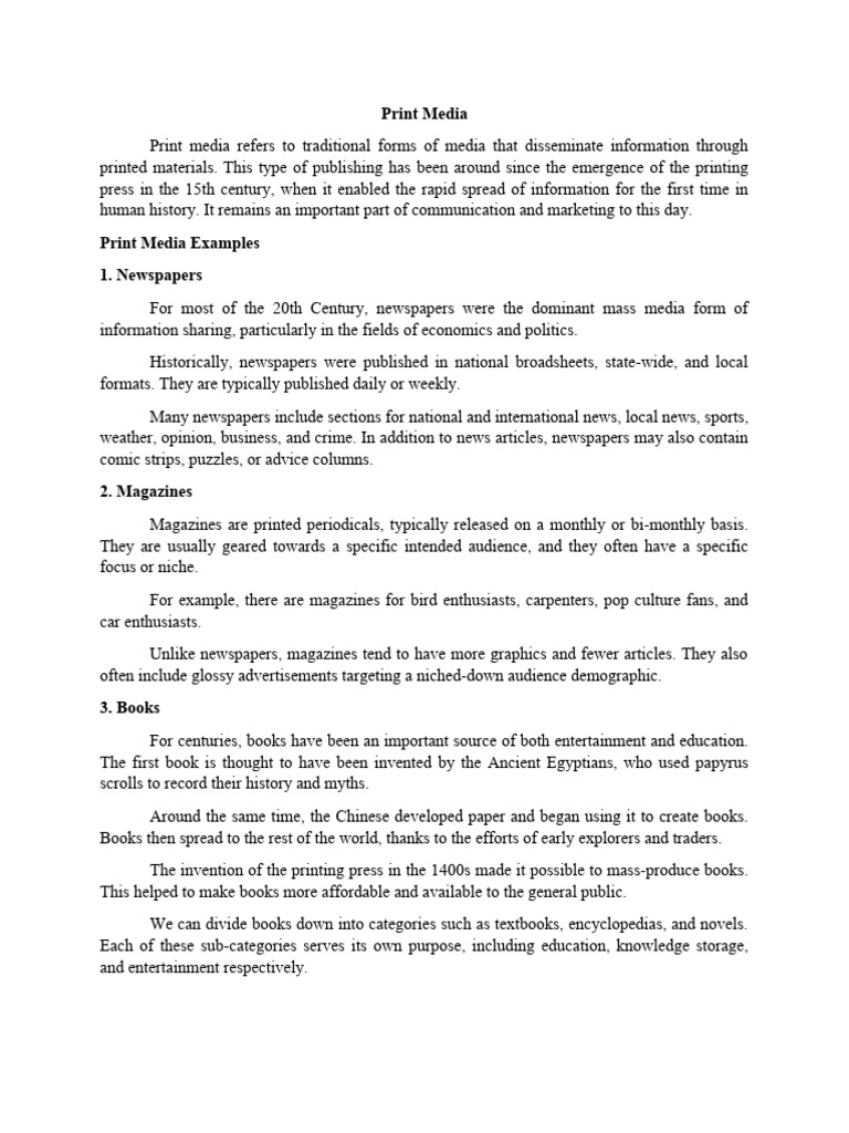 Understanding Print Media Forms | PDF | Mail Order | Newspapers