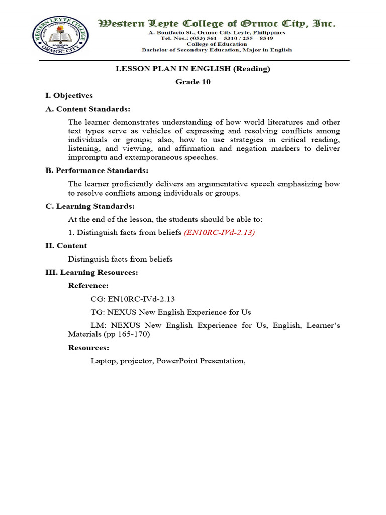 Lesson-Plan (1) Edited | PDF | Learning | Lesson Plan