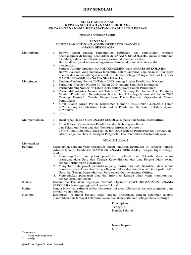 Contoh SK OPERATOR | PDF