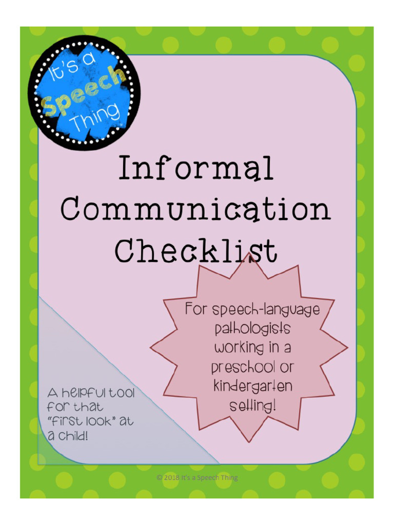 Preschool and Kindergarten Language Checklist | PDF