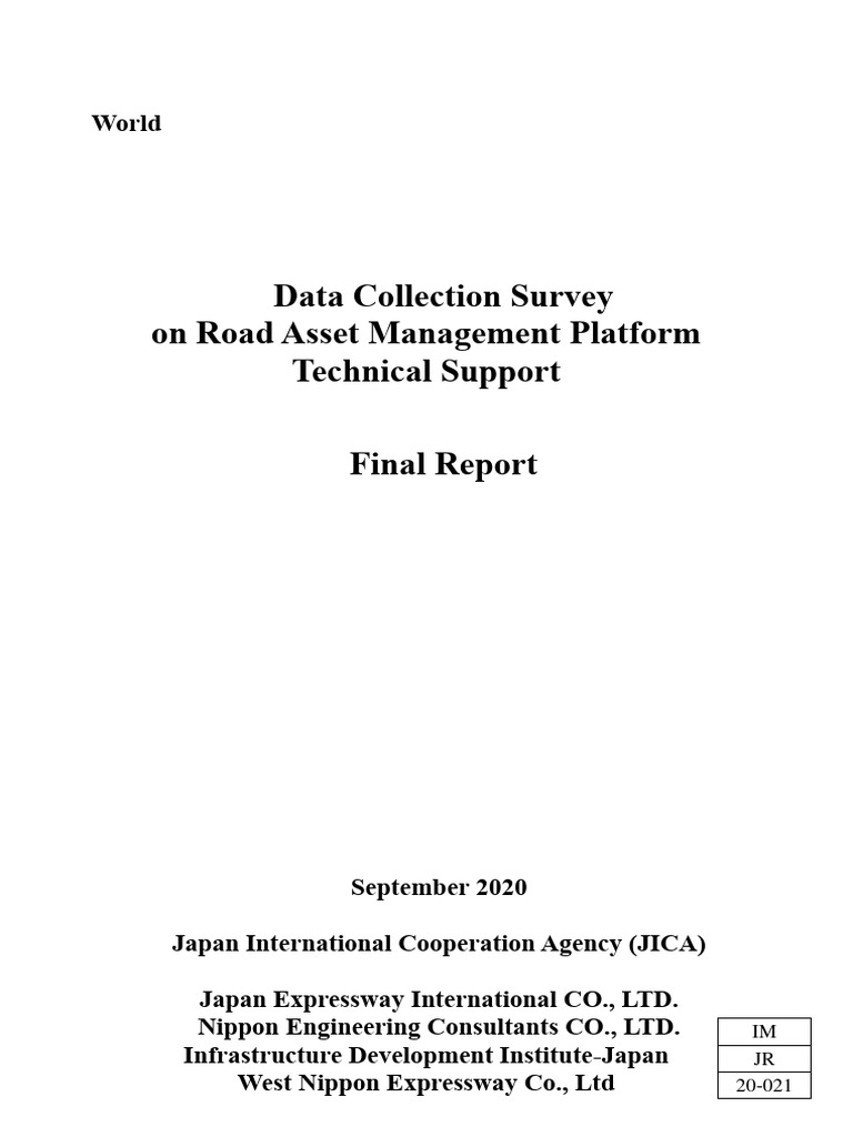 Road Asset Management Survey Report | PDF | Infrastructure | Road