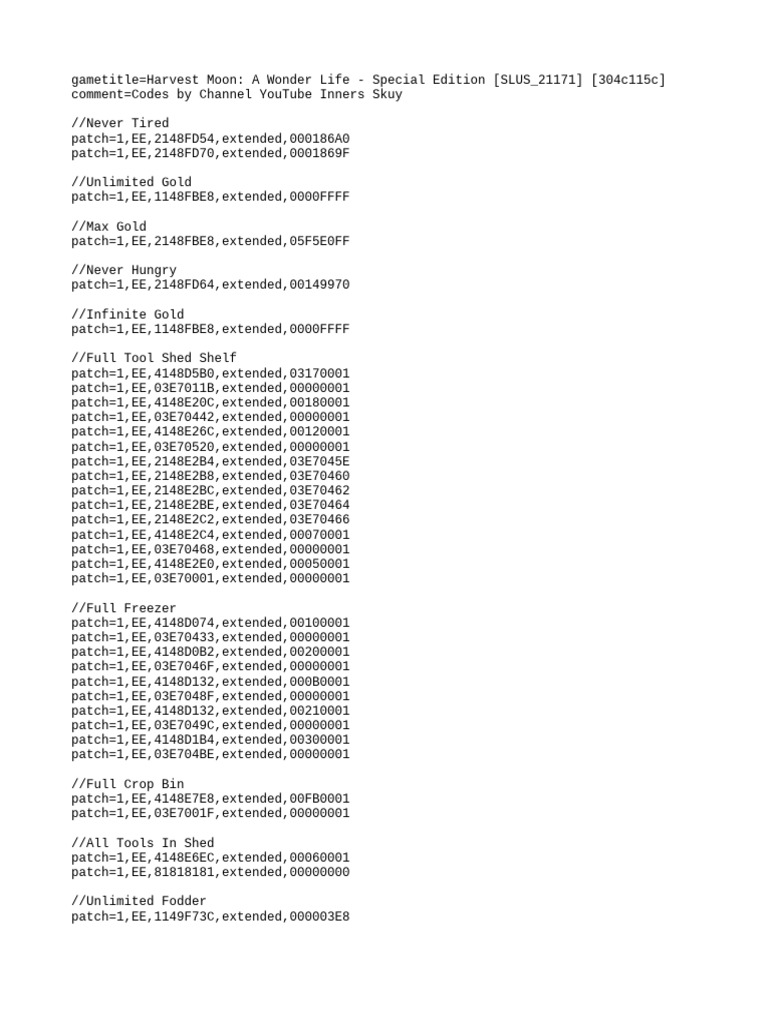 304C115C (1) .Pnach | PDF