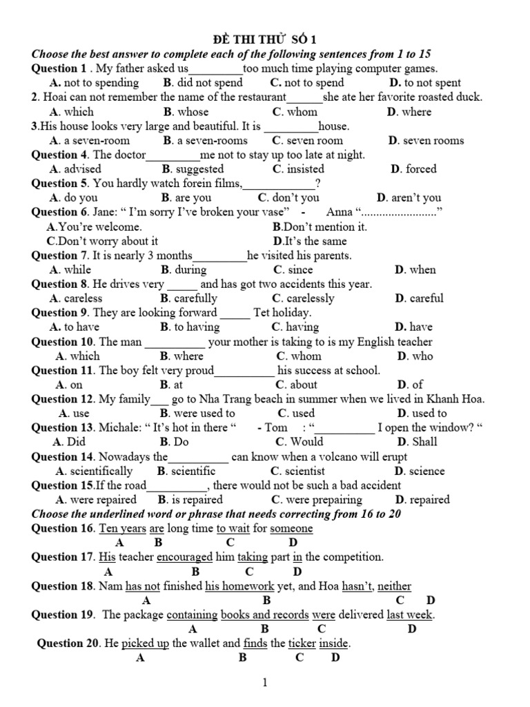 20 de Thi Thu Vao 10 Vui H | PDF | English Language | Salad