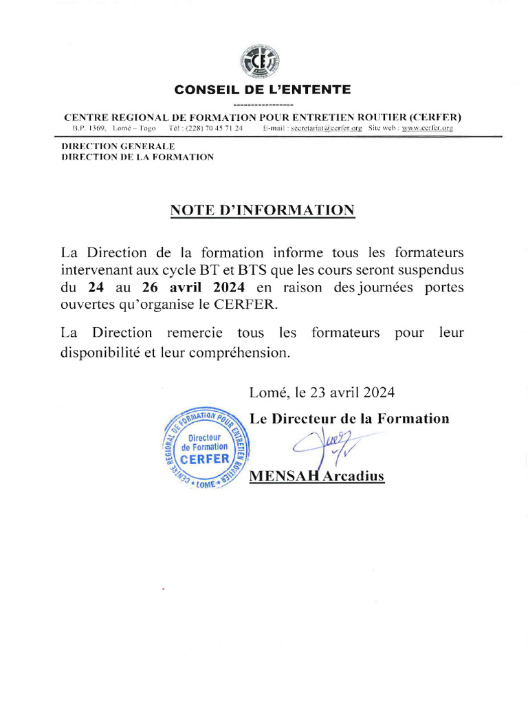 Note D'information | PDF