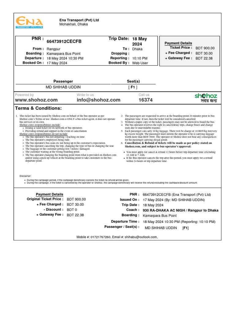 TICKET202405171706142089620 | PDF | Bus | Fee