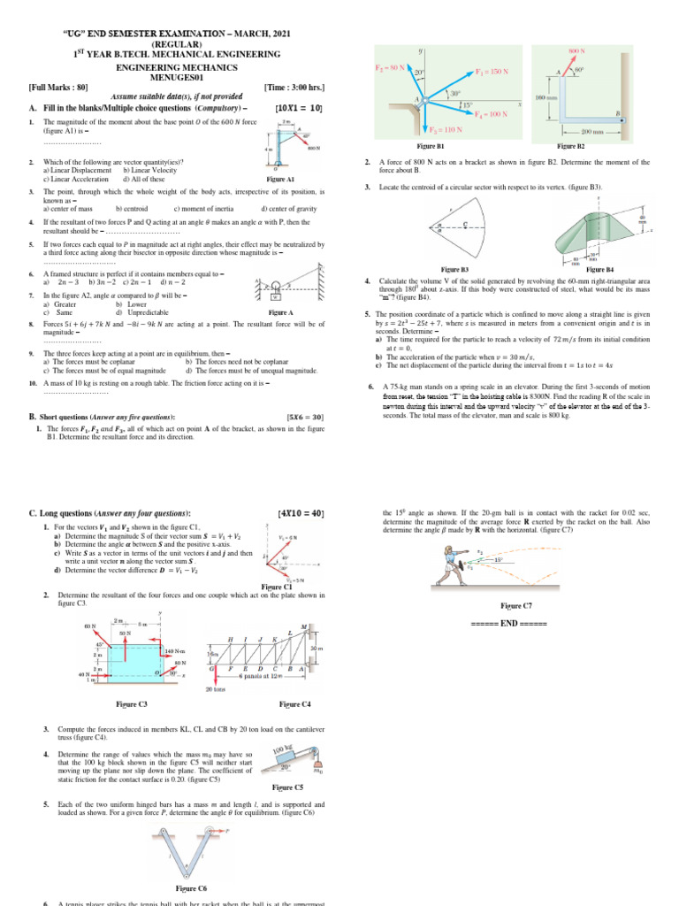 UG - (R) - Engg - Mechanics - MENUGES01 - Sunny Akhtar | PDF | Force ...