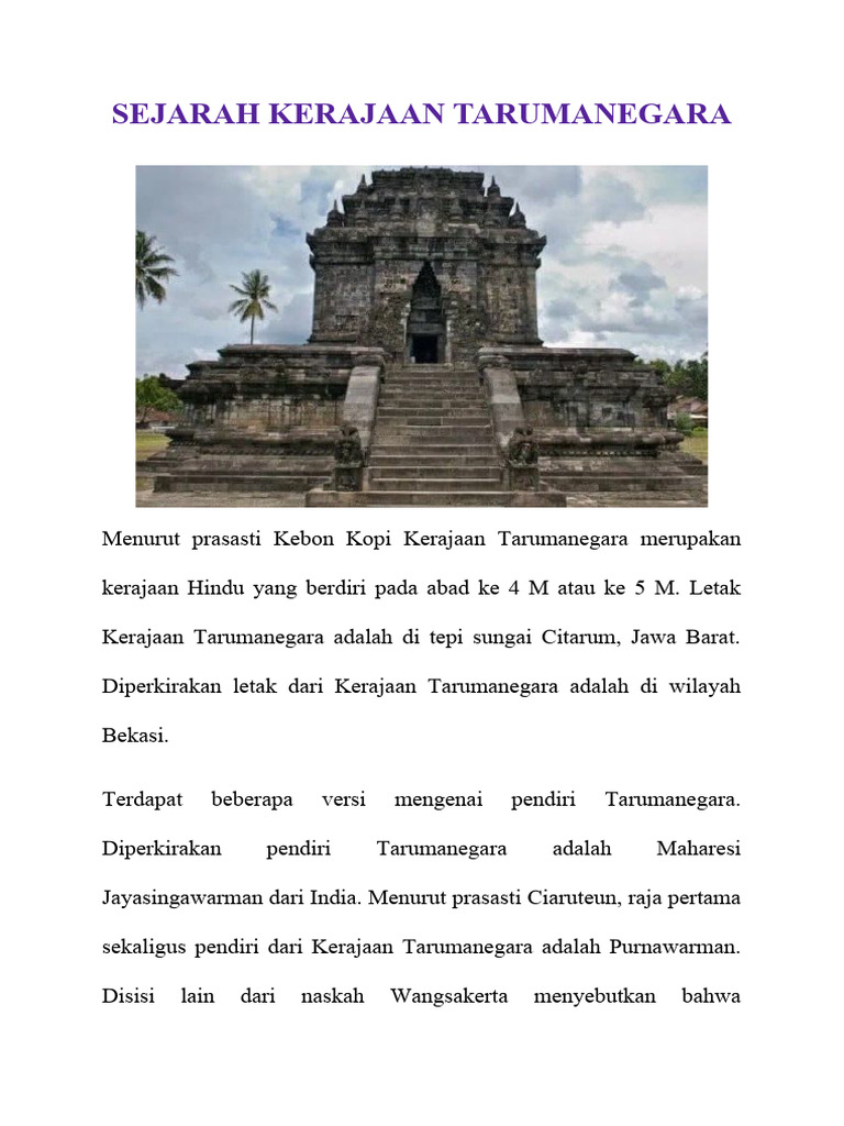 Sejarah Kerajaan Tarumanegara | PDF
