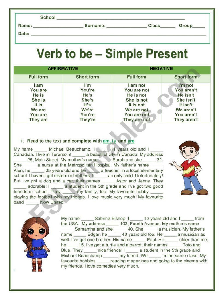 1-Verb To Be Simple Present | PDF