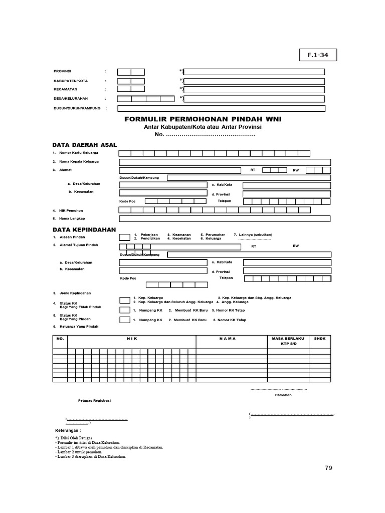 Formulir Permohonan Pindah WNI | PDF