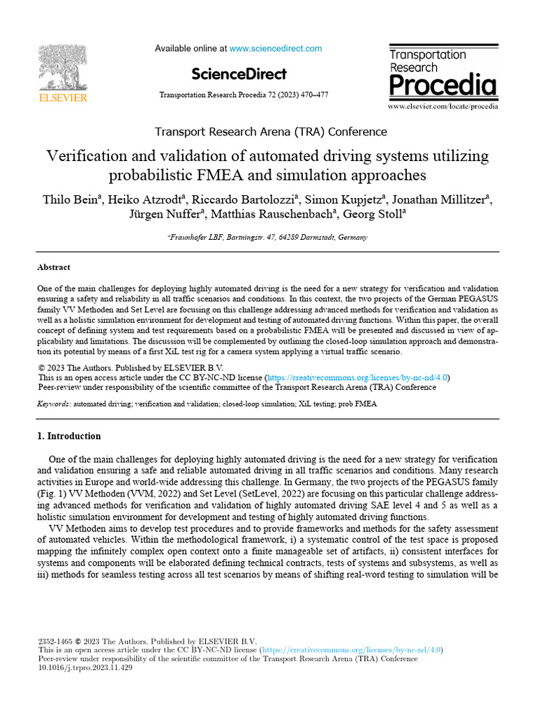 Verification and Validation of Automated Driving System - 2023 - Transportation | PDF ...