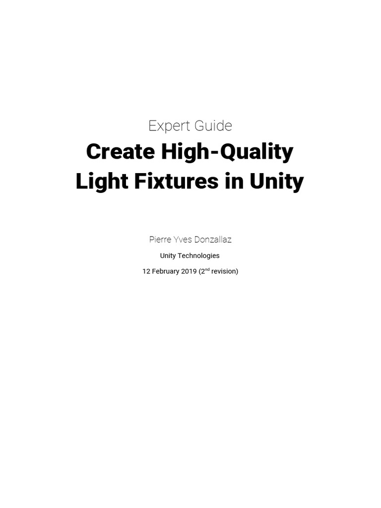 Create High Quality Light Fixtures In Unity Pdf Lighting