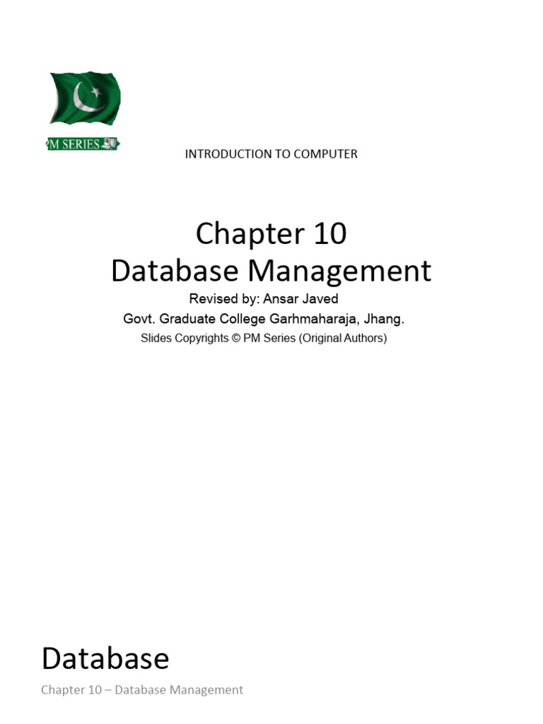 Ch-10 (Comp) - Database Management | PDF | Databases | Relational Database