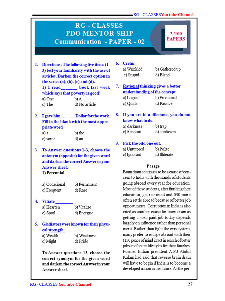 RG - Classes Pdo Mentor Ship o - PAPER - 02 C Mmunication | PDF ...