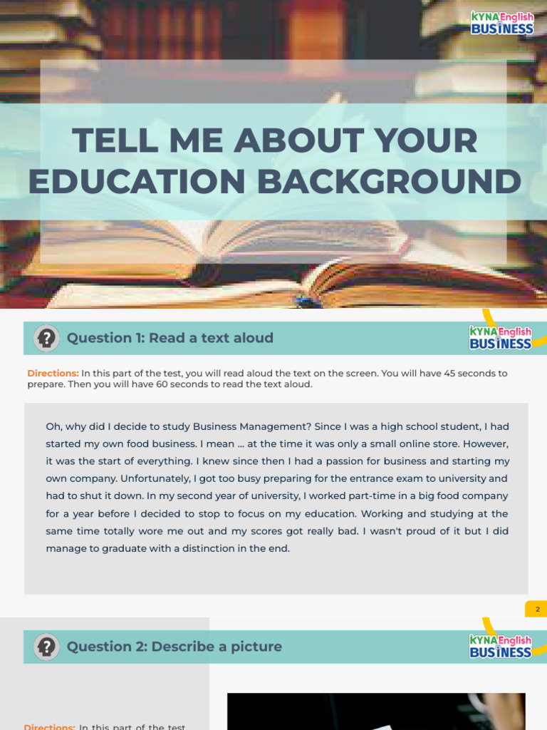 Tell Me About Your Educational Bacground | PDF | Learning | Cognition