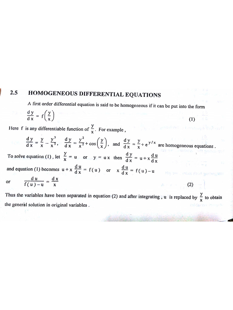 Homogeneous Diff Equations | PDF