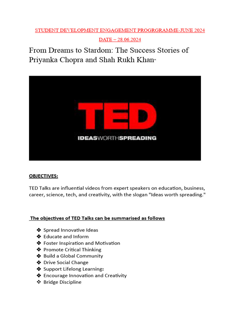 Sdep June-Ted Talk Activity | PDF | Career & Growth | Self-Improvement