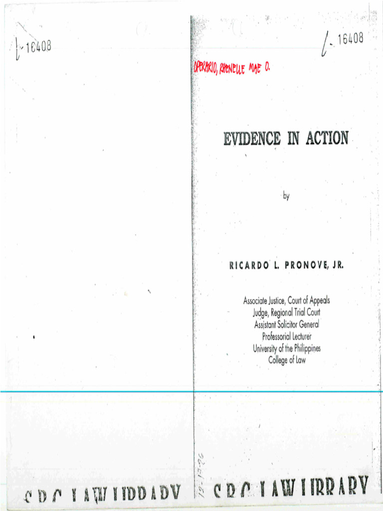 Evidence in Action (Pronove) 1995 Ed | PDF