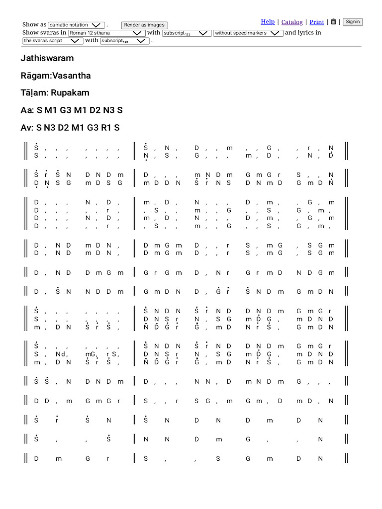 Vasantha Jathiswaram | PDF | Classical And Art Music Traditions ...