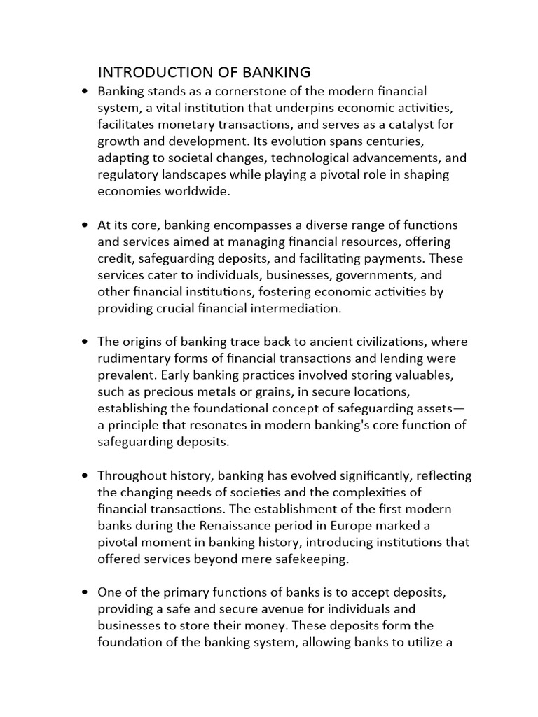 Introduction of Banking | PDF | Banks | Finance & Money Management