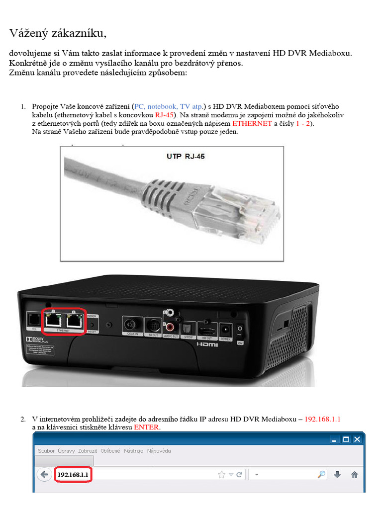 Horizon HD-DVR Mediabox - Změna Wifi Kanálu | PDF
