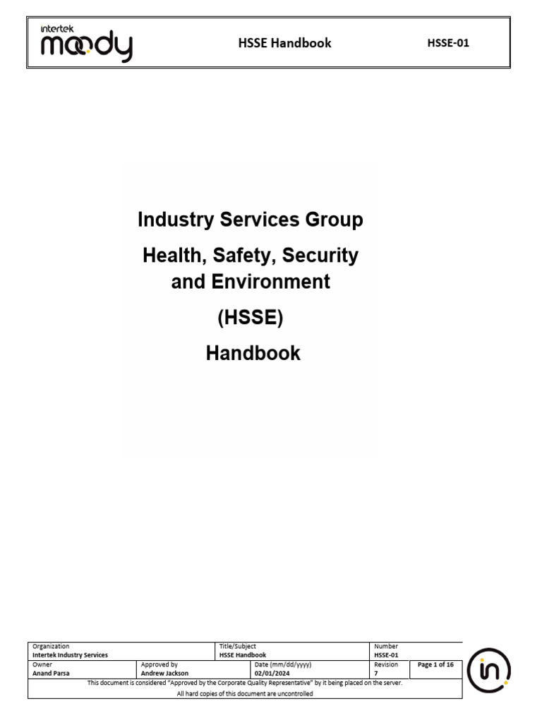 HSSE Handbook Rev - 7 - 02-01-2024 | PDF | Employment | Personal ...