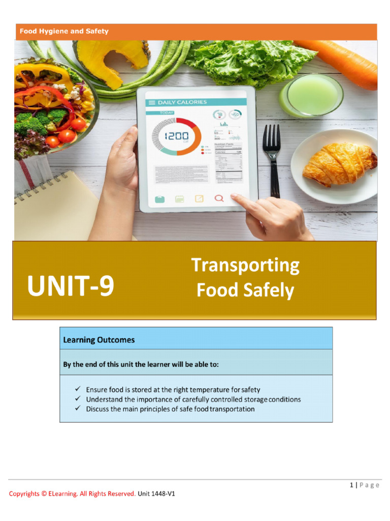 Unit 9 Transporting Food Safely | PDF