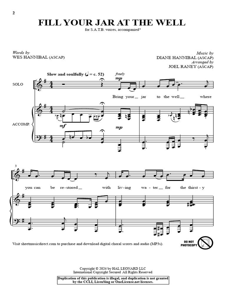 Fill Your Jar at The Well - Joel Raney | PDF | Choral Music | Choral ...