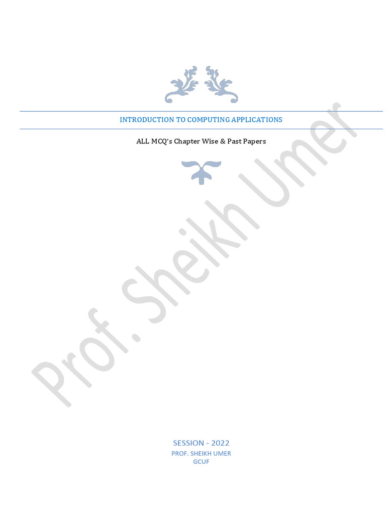 Introduction To Computing All MCqs 2022 | PDF | Computer Data Storage | Read Only Memory