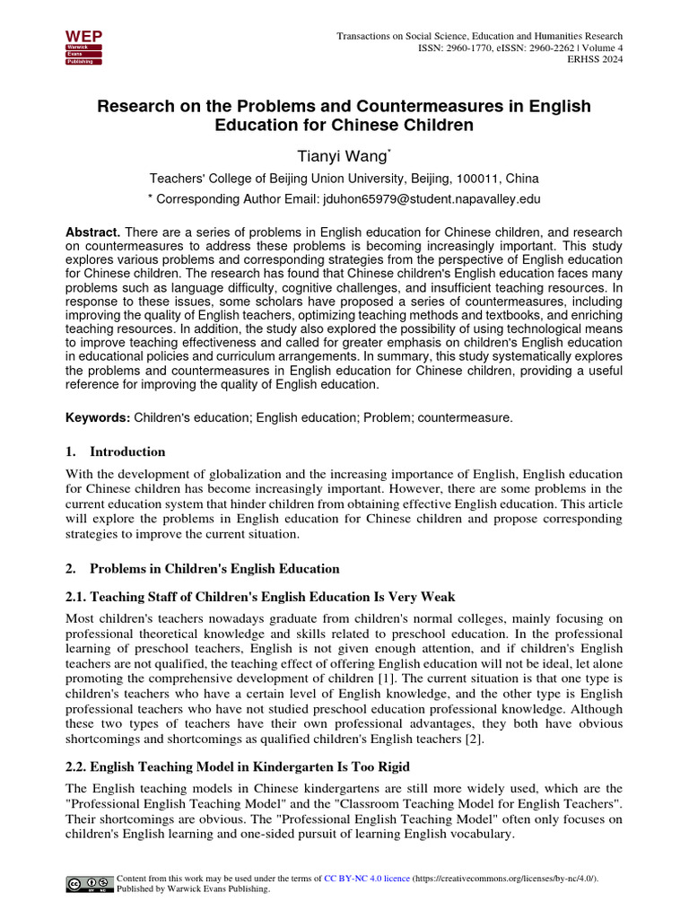Research On The Problems and Countermeasures in en | PDF | Teachers ...