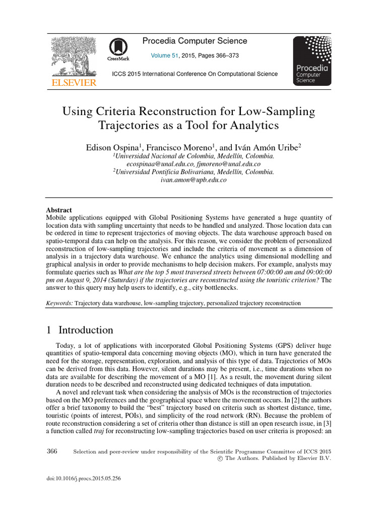 Using Criteria Reconstruction For Low Sampling Traject - 2015 - Procedia Compute | PDF | Data ...
