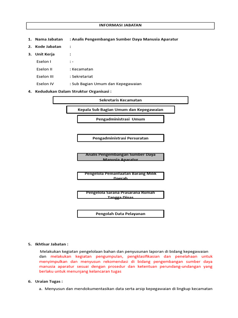 ANJAB Analis Pengembangan SDM Aparatur (Versi Ku) | PDF