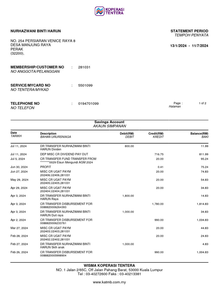 Account Statement | PDF | Debits And Credits | Accounting