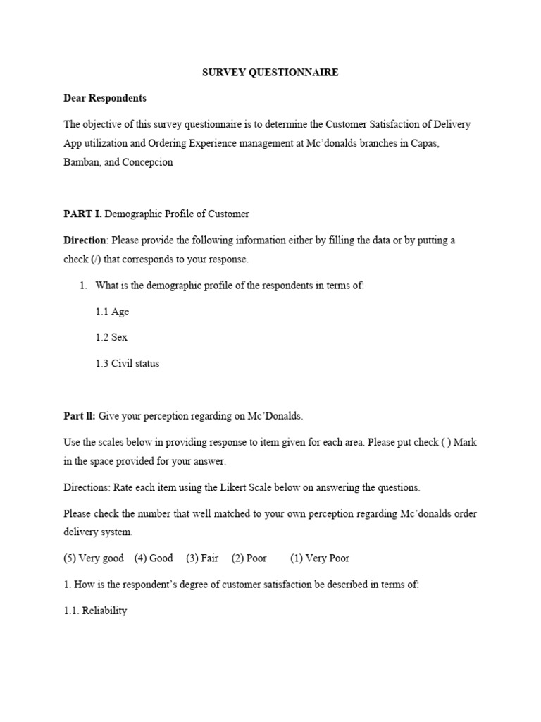 SURVEY QUESTIONNAIRE-ae6petchalin | PDF