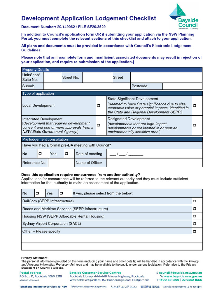 Checklist - DA Lodgement | PDF | Environmental Remediation | Flood