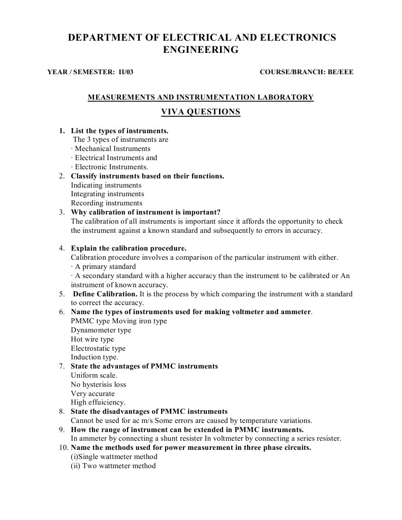 Measurement And Instrumentation Lab Manual