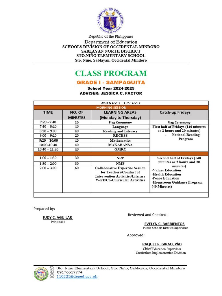 Matatag Class Program Kunyari | PDF | Teaching | Behavior Modification