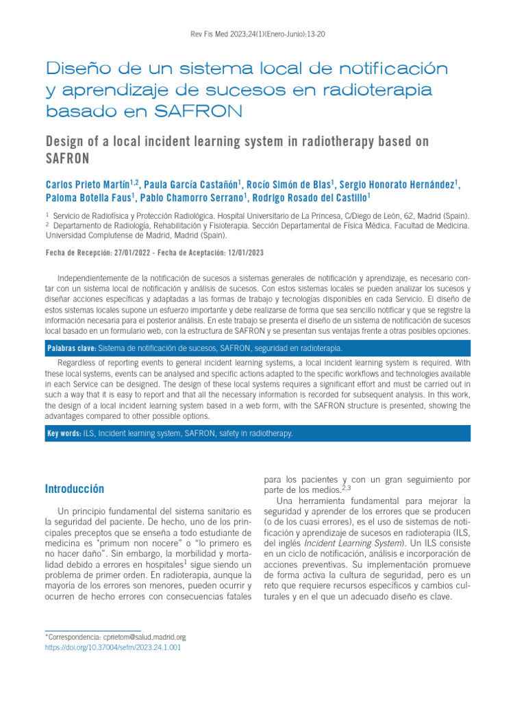 Sistema local de notificación en radioterapia | PDF | Hospital | Red mundial