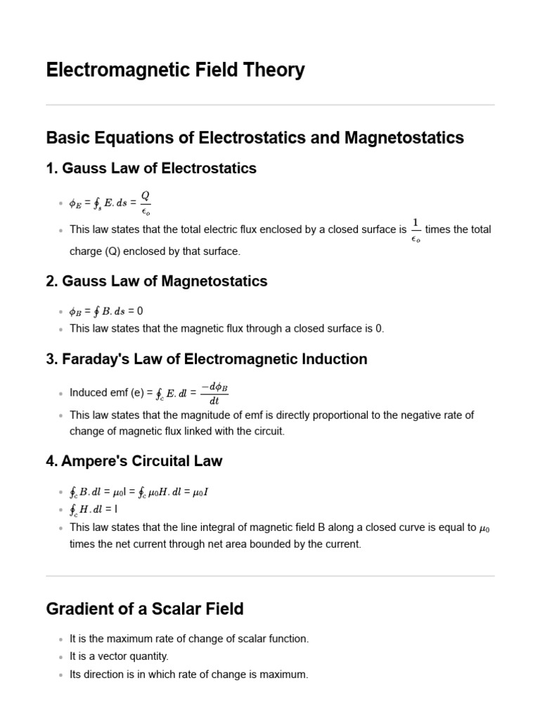 Electromagnetic Theory | PDF | Flux | Electromagnetic Field