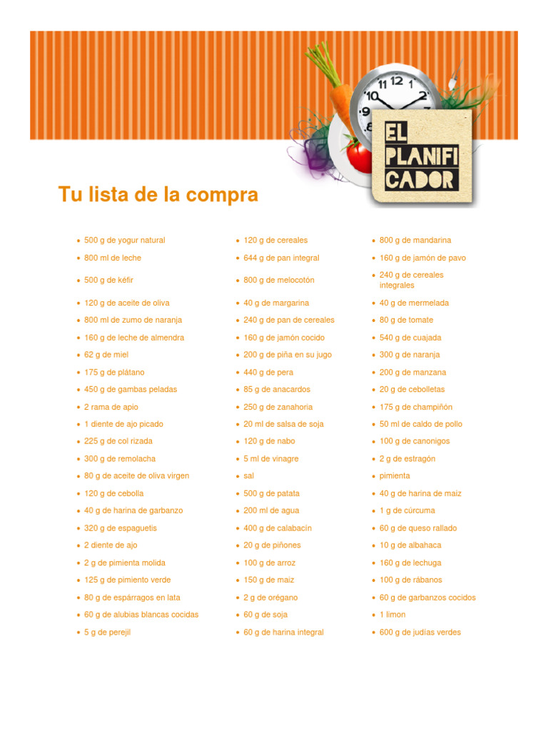 Lista de Compras Saludable y Variada | PDF | Alimentos | Cocina