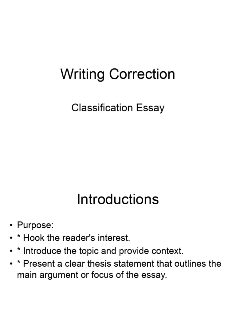 Writing Correction Classification Essay Pdf Essays Learning