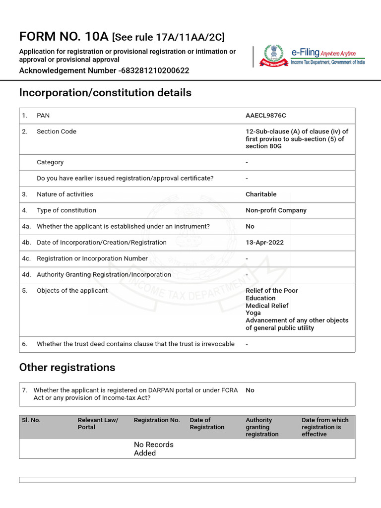 Form 10A_Filed Form | PDF | Government Finances | Taxes