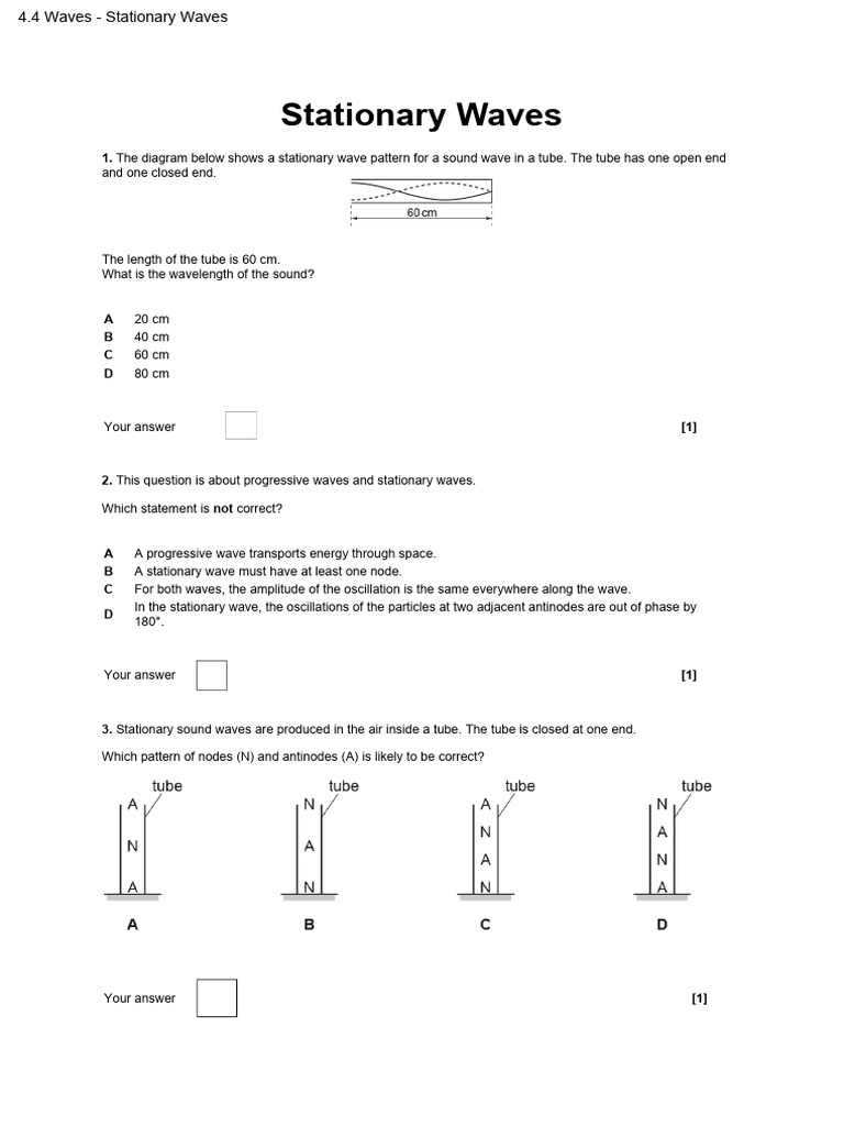 4.4 Waves - Stationary Waves QP | PDF | Waves | Sound