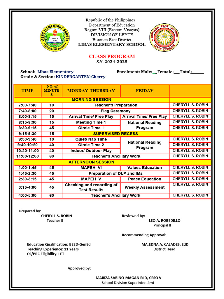 Matatag Class Program 2024 2025 | PDF | Teachers